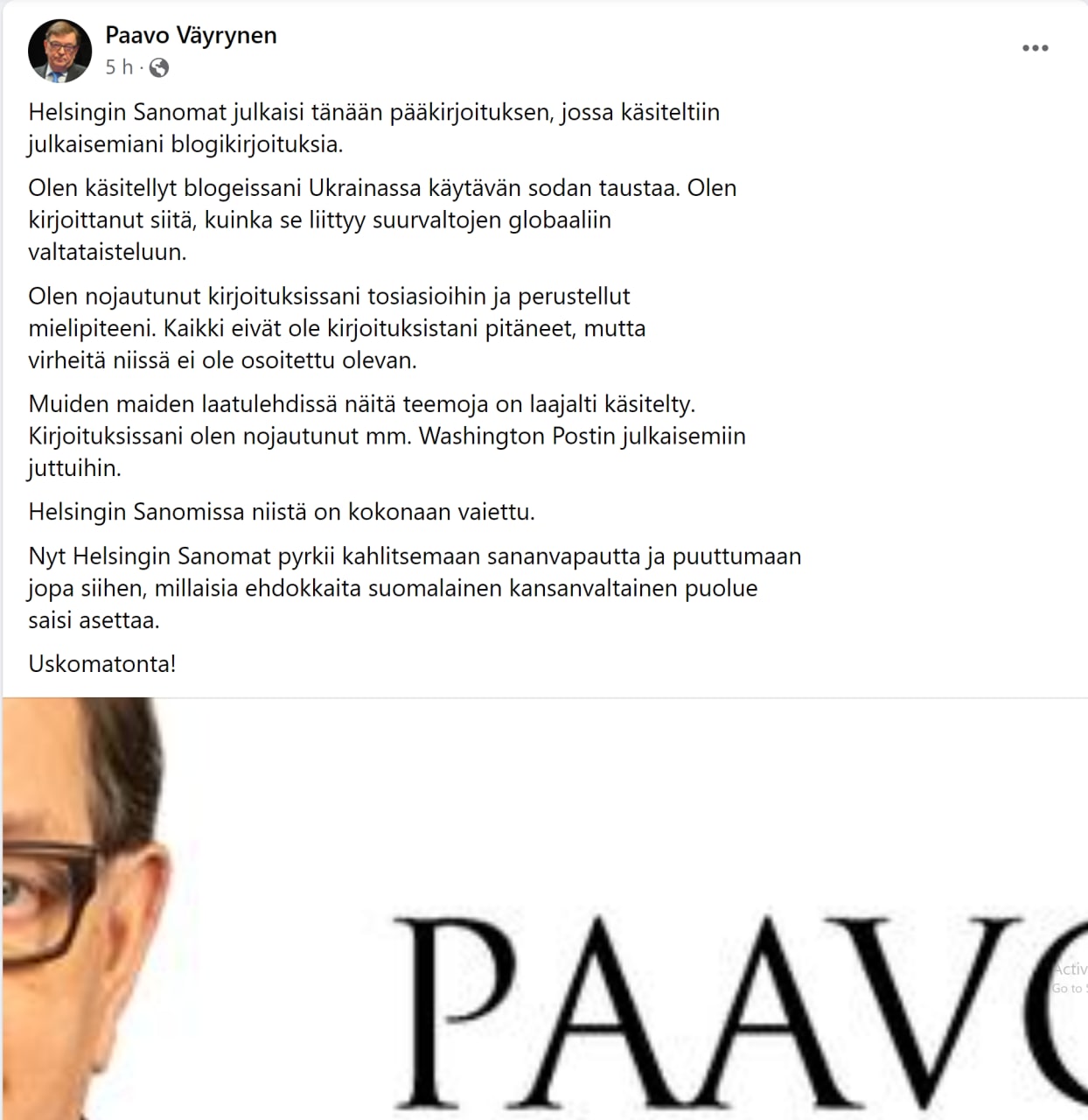 Paavo Väyrysen oma blogikirjoitus: Journalismista ”totuusjournalismiin ... Paavo Väyrysen oma blogikirjoitus: Journalismista ”totuusjournalismiin ...